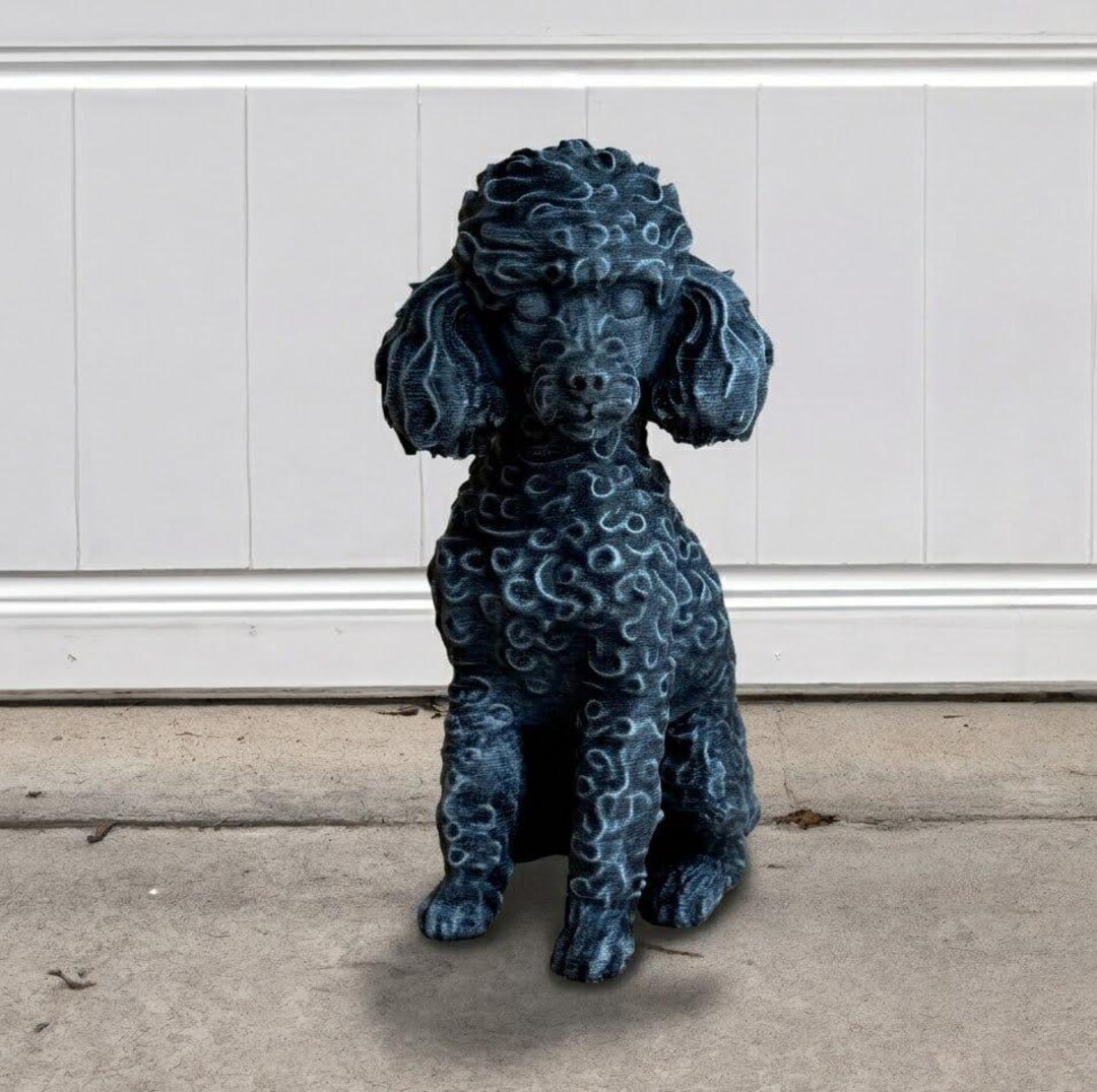 Concrete Poodle Dog Statue Garden Sculpture Stone Lawn Ornament Home ...