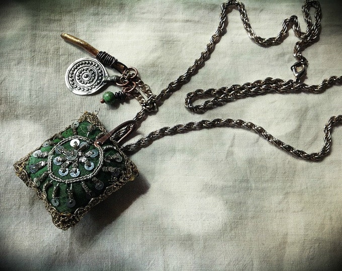 Gypsy Pendant Necklace With Vintage Embroidered Textile - Etsy
