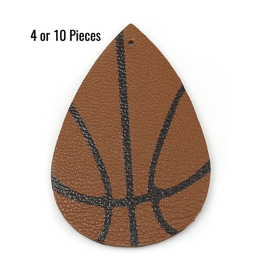 Faux Leather Teardrop Pendants - Basketball - Double Sided - 57x37mm ...