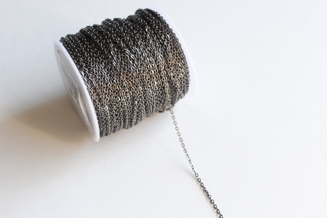 3' Gunmetal Chain 3x2mm Cable Chain 3 Feet Ships IMMEDIATELY From ...