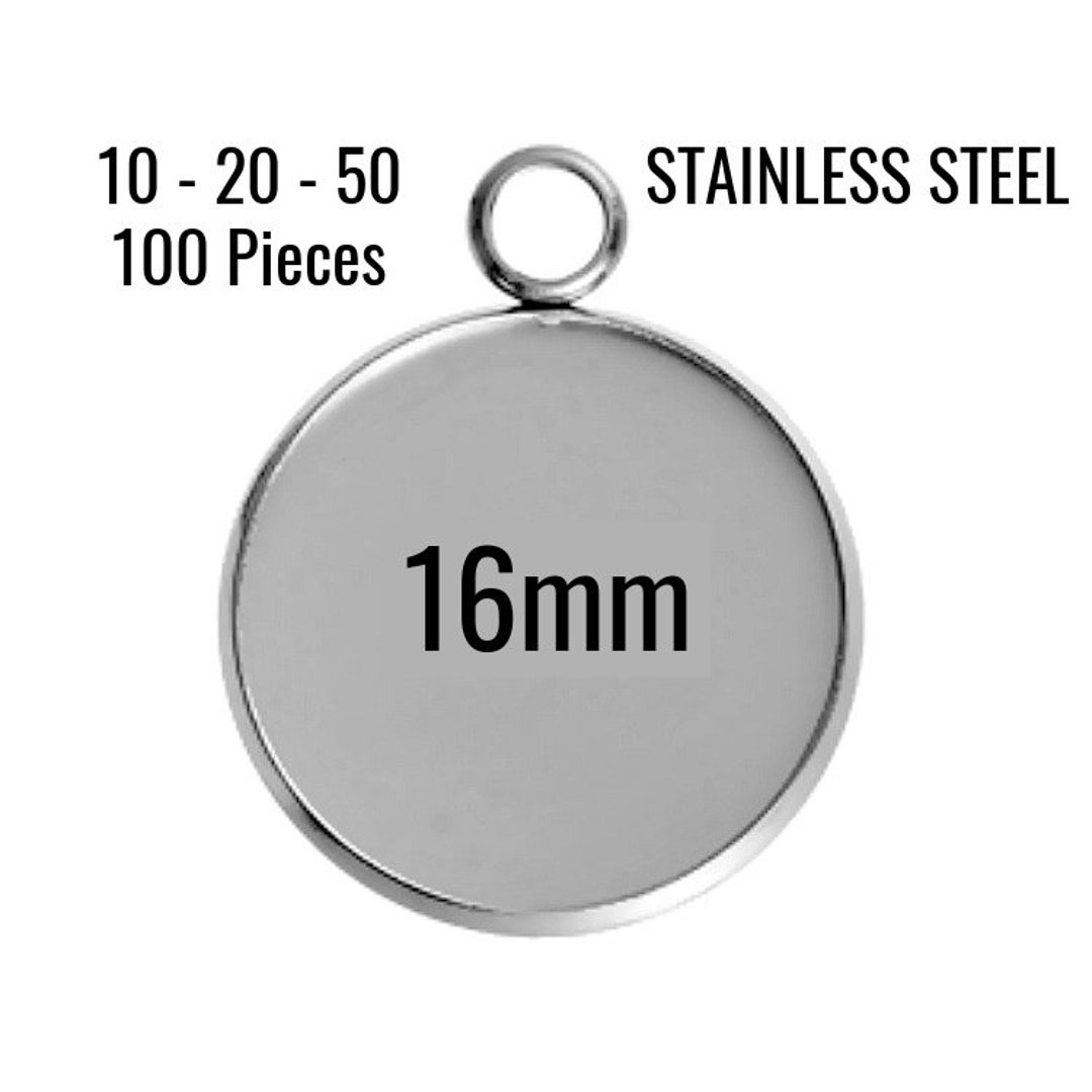 16mm Pendant Trays STAINLESS Steel Holds 16mm 21x18mm - Etsy