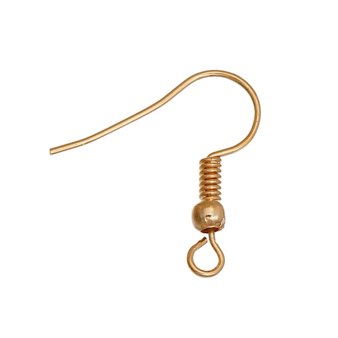 20 Gold Earring Hooks 14K Gold Plated Spring and Loop - Etsy