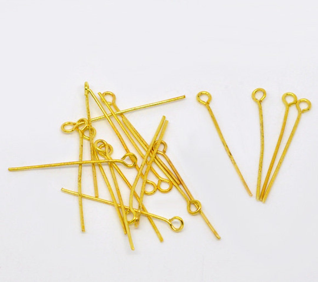 Gold Eye Pins - 35mm - Gold Plated - 21 Gauge - 0.7mm - 100 or 400 ...