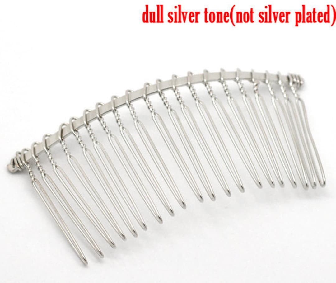 3 Silver Hair Combs - Antique Silver - 78x38mm - Ships IMMEDIATELY ...