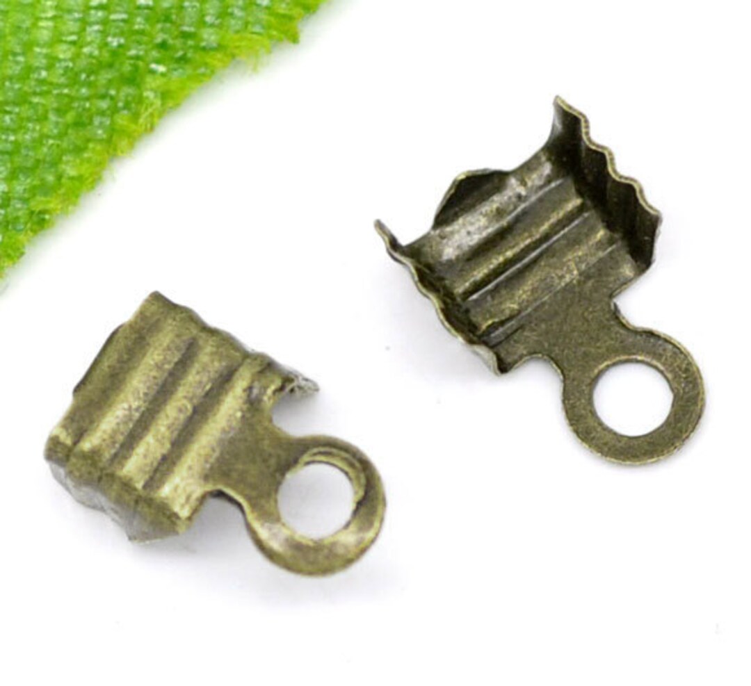 100 Bronze Crimp End Caps - Antique Bronze - End Caps With Loops ...