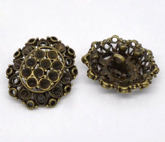 5 Bronze Button Blanks HEAVY Duty Holds Rhinestones | Etsy