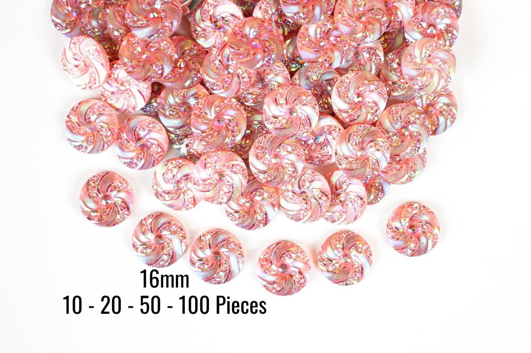 16mm Rhinestone Cabochons - Pink Rhinestone Swirls - 10 - 20 - 50 - 100 ...