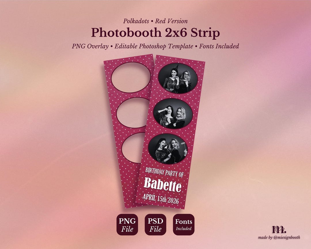2x6 Photobooth Template, 2x6 Wedding Photobooth Strip Overlay, Editable ...