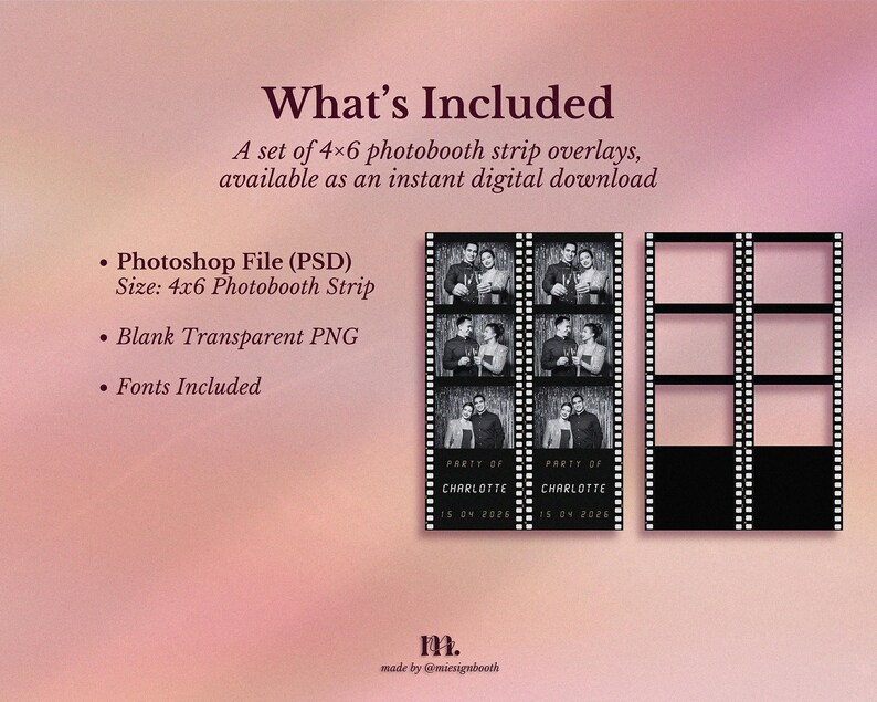 4x6 Photobooth Template, 4x6 Wedding Photobooth Strip Overlay, Editable ...