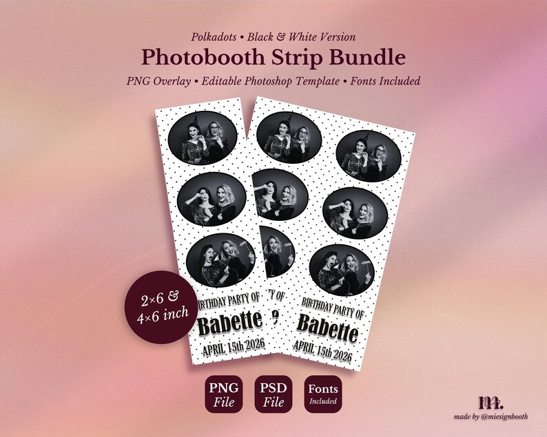 Photobooth Template Bundle, 2x6 Wedding Photobooth Strip Overlay ...