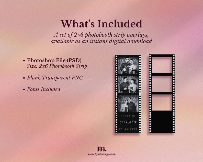 2x6 Wedding Photobooth Template, Photobooth Strip 2x6 Overlay, Editable ...