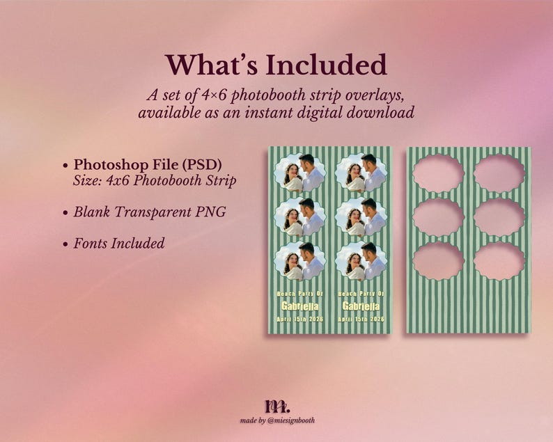 4x6 Photobooth Template, 4x6 Wedding Photobooth Strip Overlay, Editable ...