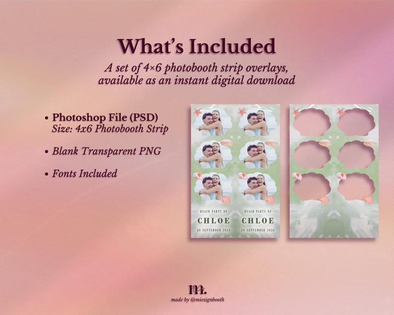 4x6 Photobooth Template, 4x6 Wedding Photobooth Strip Overlay, Editable ...