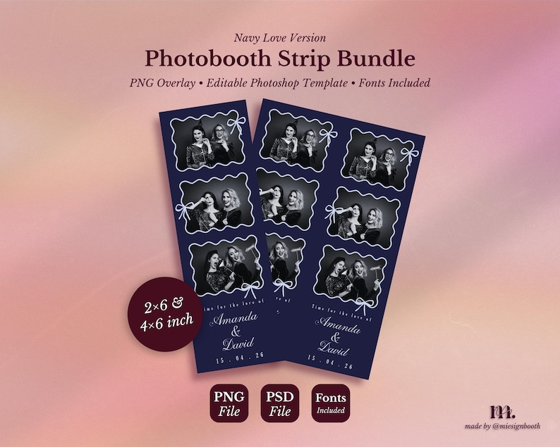 Photobooth Template Bundle, 2x6 Single & Double, Wedding Photobooth ...