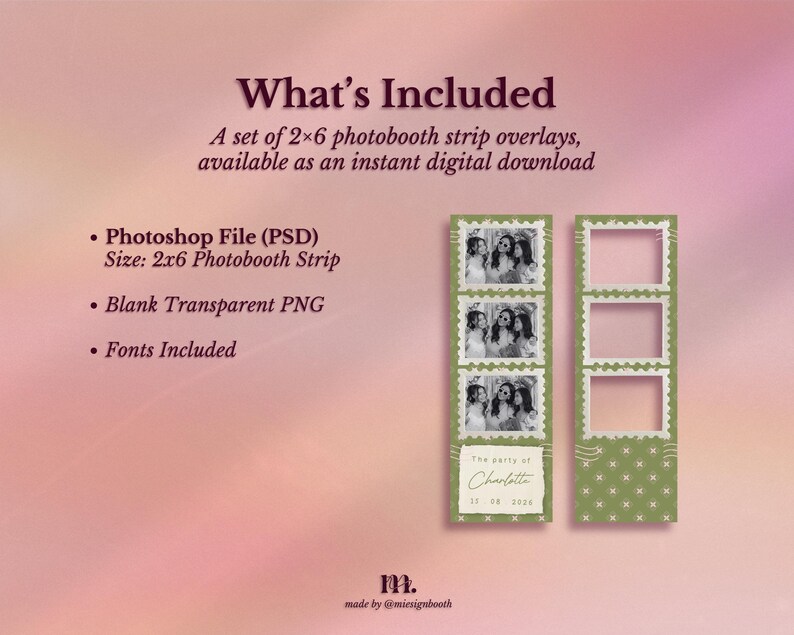 2x6 Photobooth Template, 2x6 Wedding Photobooth Strip Overlay, Editable ...