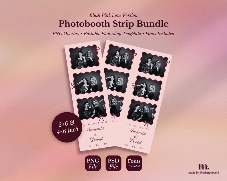 Photobooth Template Bundle, 2x6 Wedding Photobooth Strip Overlay ...