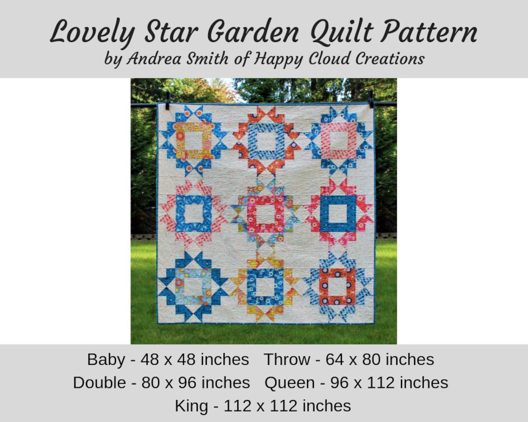 Lovely Star Garden Quilt Pattern: Modern Patchwork Design (digital PDF ...