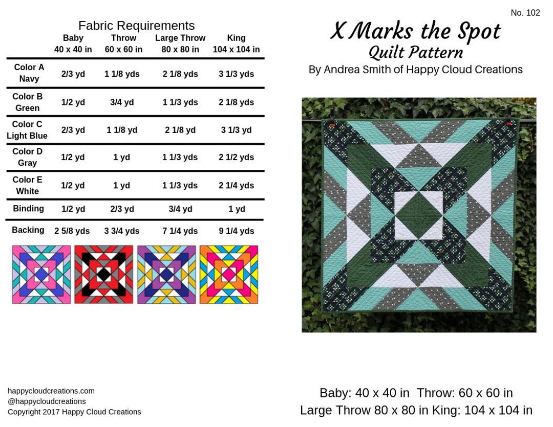X Marks the Spot Quilt Pattern: Beginner Friendly (digital PDF) - Etsy