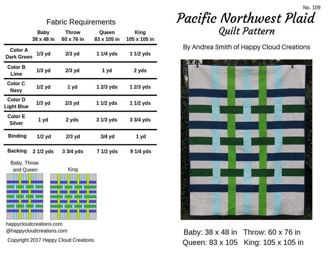 Pacific Northwest Plaid Quilt Pattern: Pacific Northwest, Baby to King ...