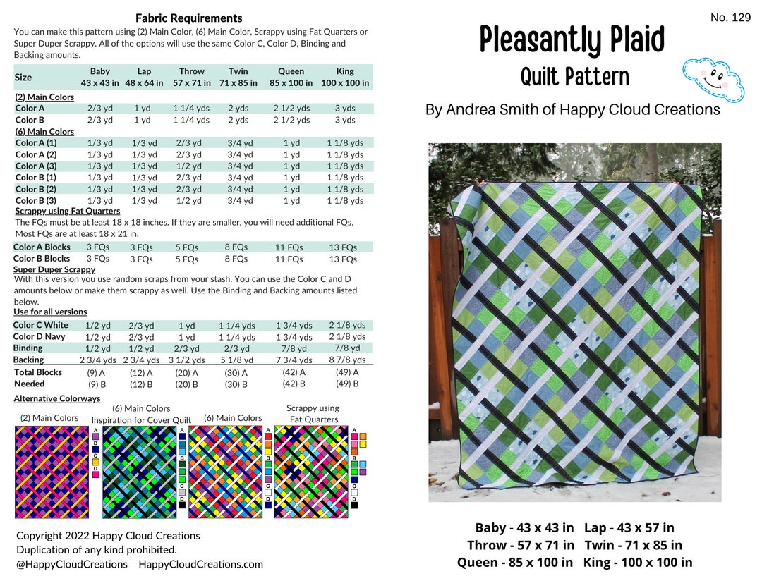 Pacific Northwest Plaid Quilt Pattern: Baby to King Size (digital PDF ...