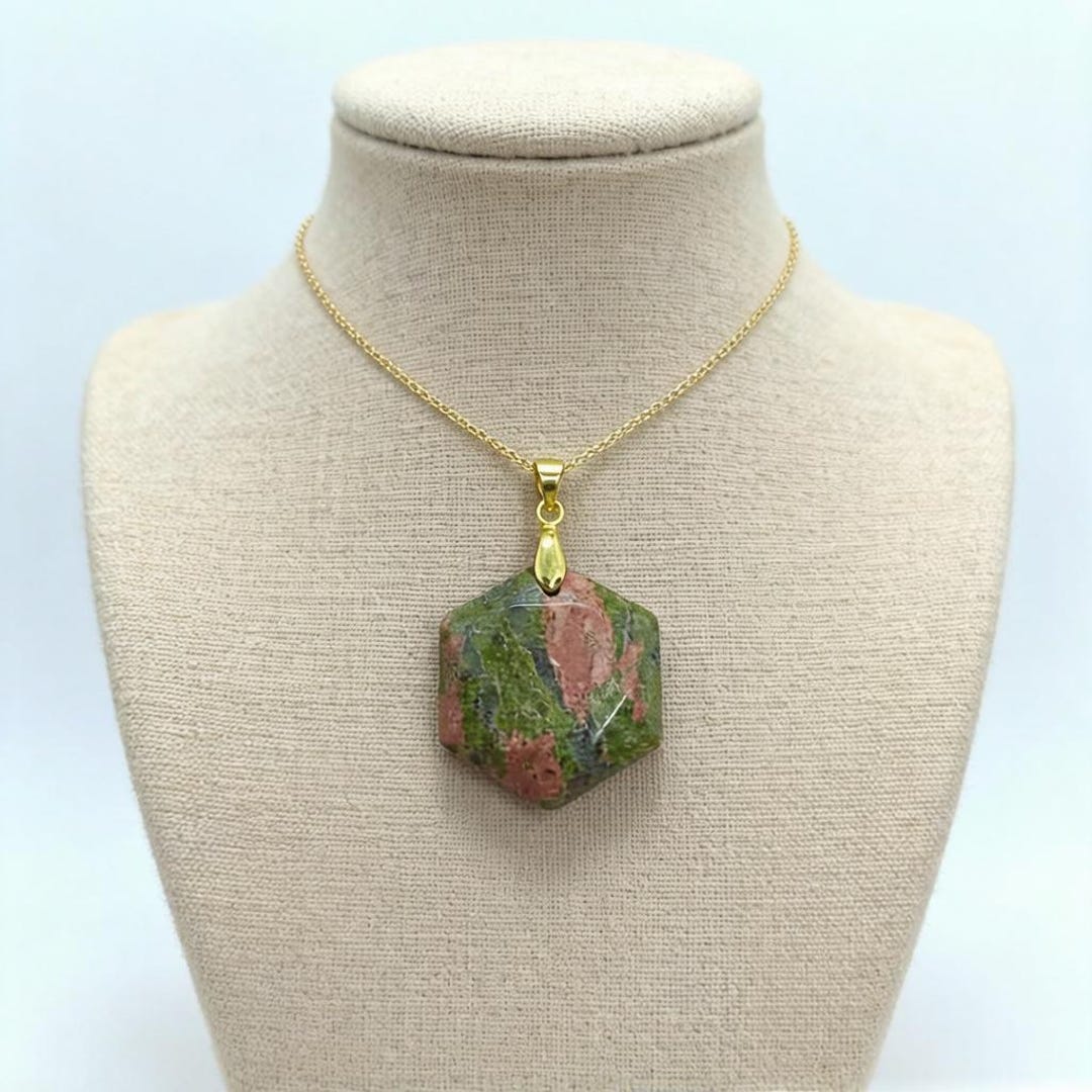 Buy Unakite Hexagon Pendant Necklace 45–50ct , Natural Unakite Crystal ...
