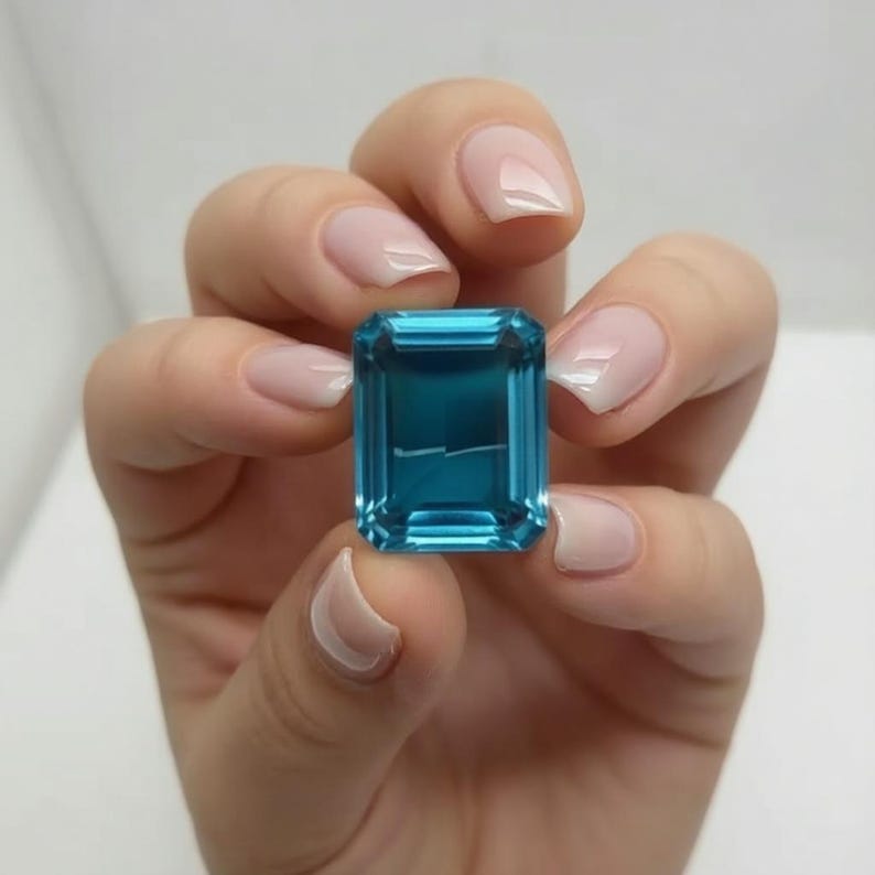 Buy Premium Swiss Blue Topaz Emerald Cut Gem 80-90CT, Stone for Jewelry ...