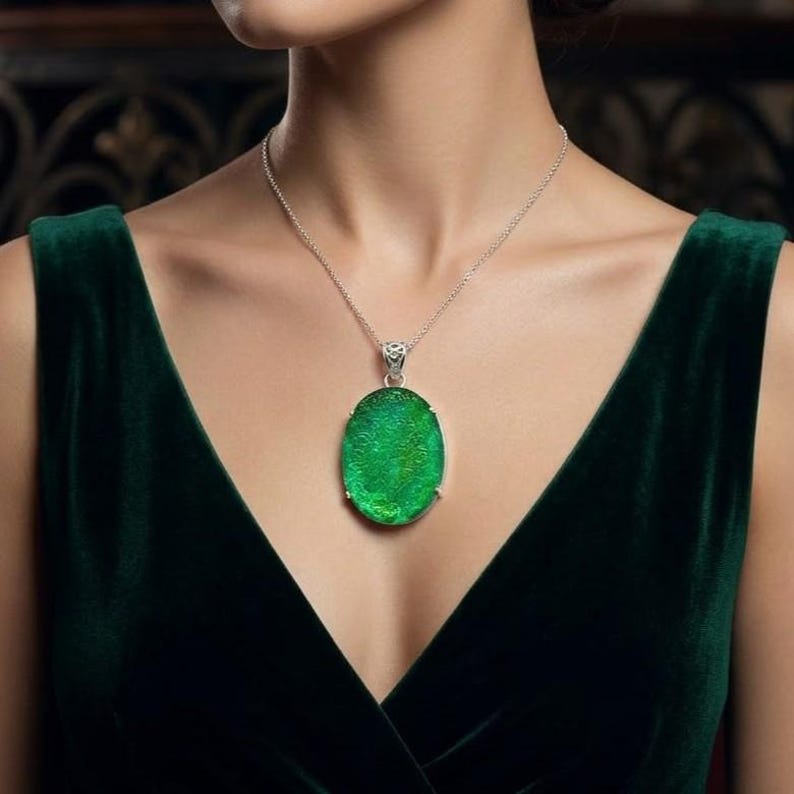 Buy Handmade Monarch Opal Oval Necklace 100–110 Ct, Sterling Silver ...