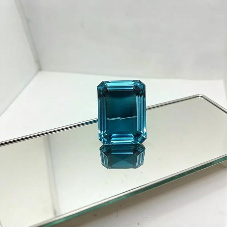 Buy Premium Swiss Blue Topaz Emerald Cut Gem 80-90CT, Stone for Jewelry ...