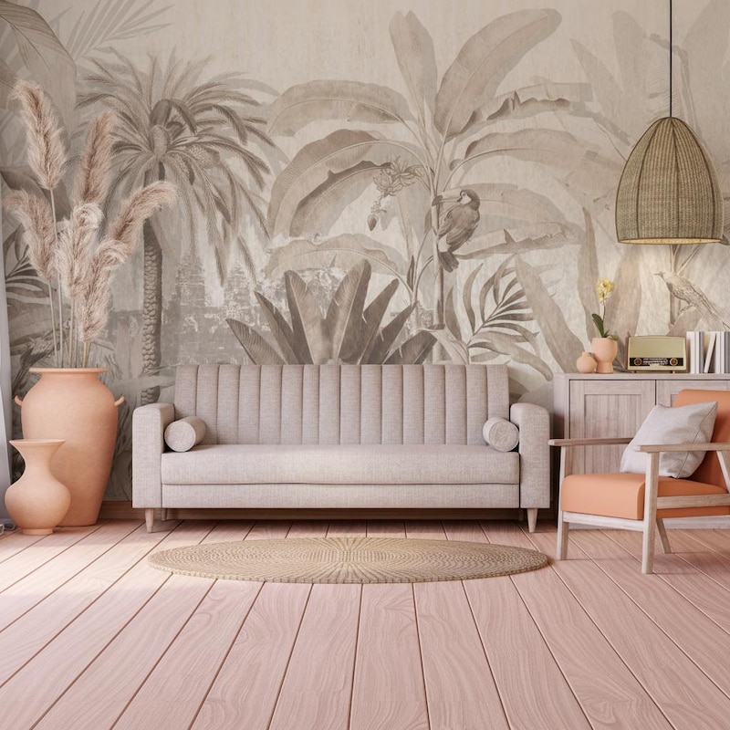 Jungle Sepia Wallpaper - Etsy