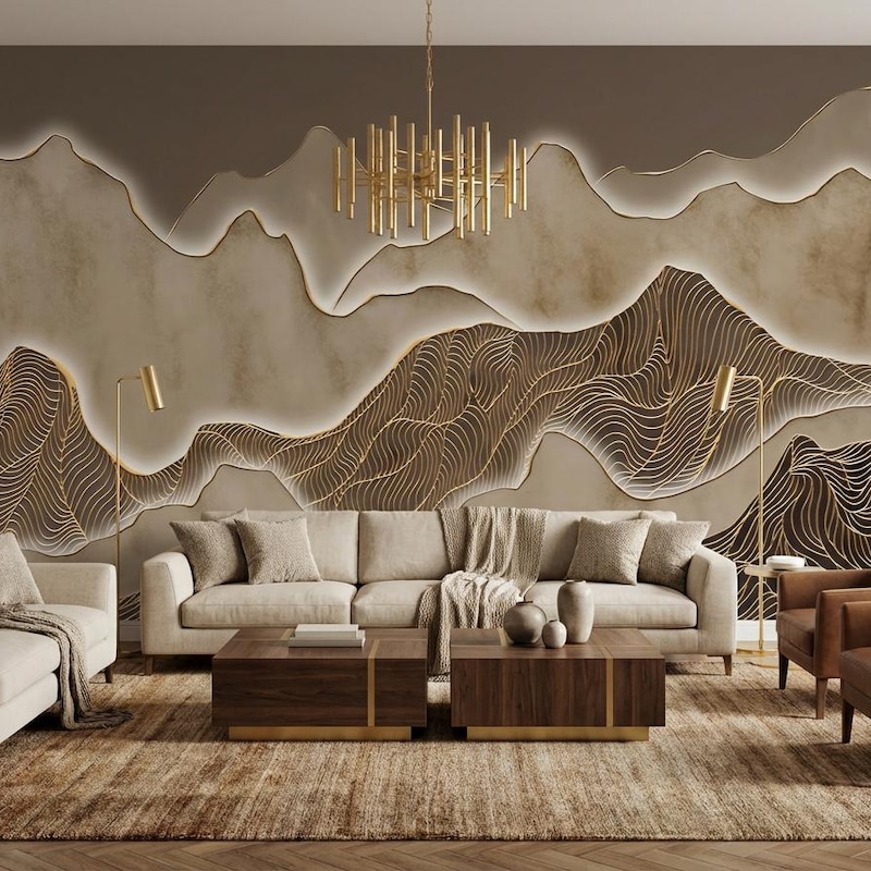 3d Wave Wallpaper Mural - Etsy