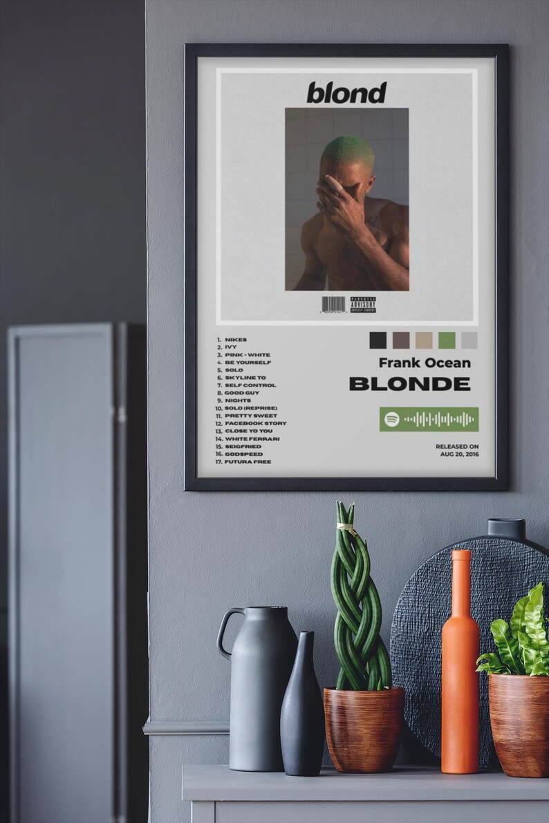 Y2K Frank Ocean Blonde Album Track List Poster | Aesthetic R&B Music ...