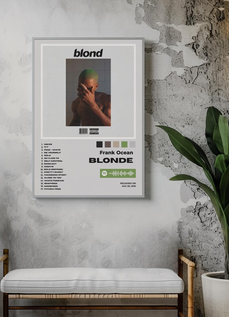 Y2K Frank Ocean Blonde Album Track List Poster | Aesthetic R&B Music ...