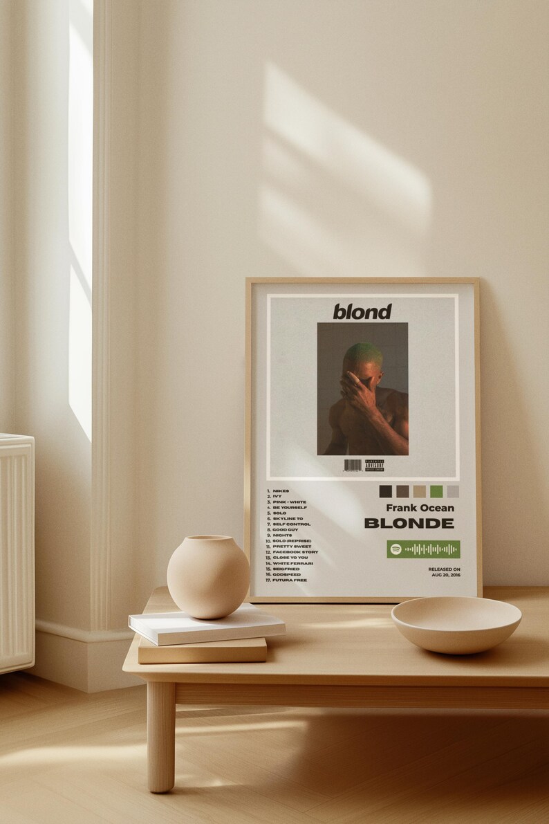Y2K Frank Ocean Blonde Album Track List Poster | Aesthetic R&B Music ...