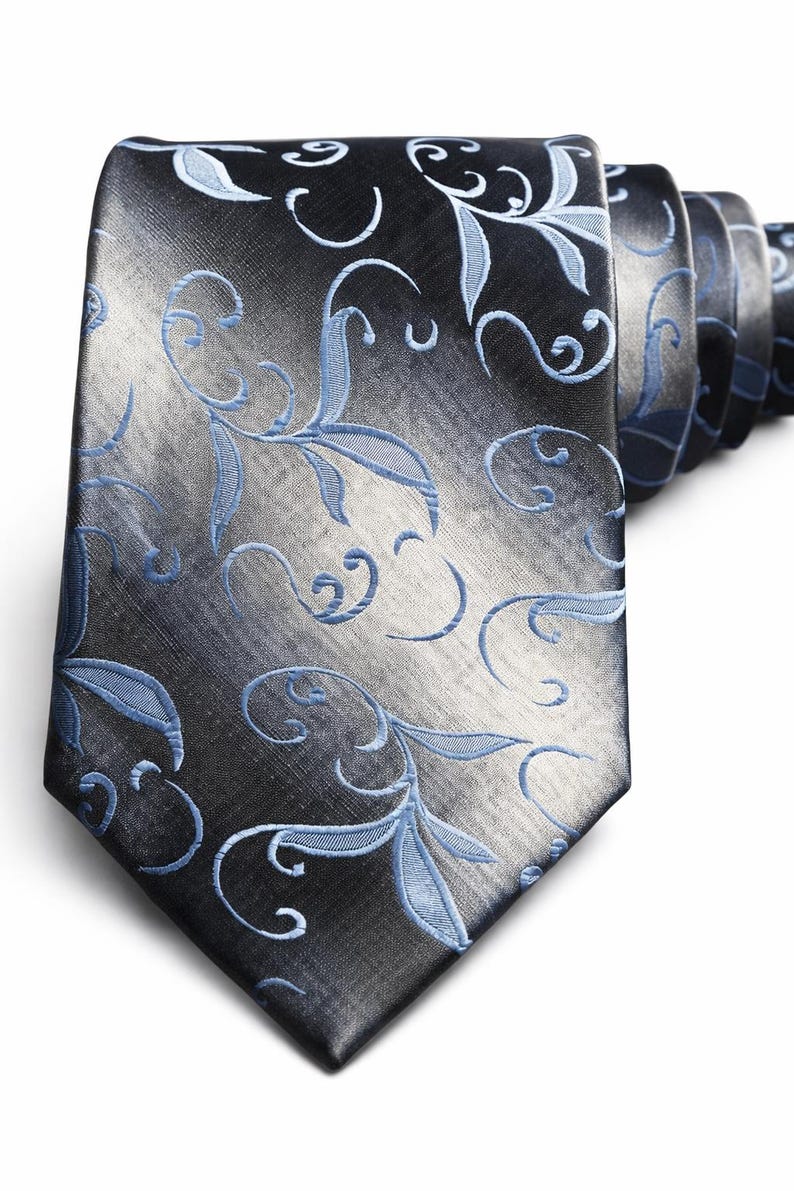Classic Vintage Embroidered Blue Tie - Etsy
