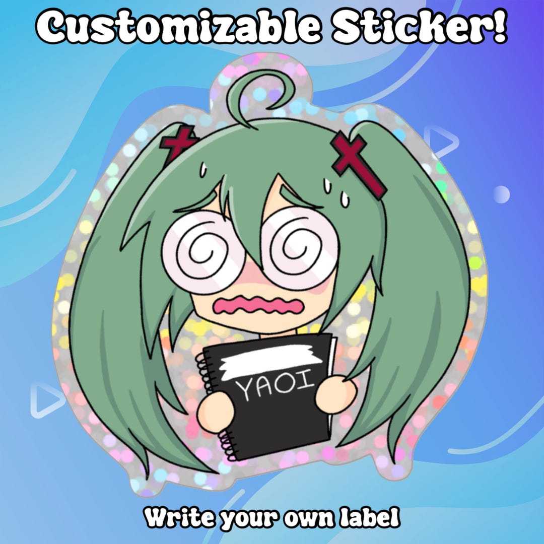 Fujoshi Miku Customizable Glitter Sticker - Etsy