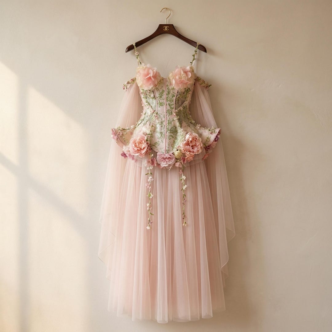 Floral Fairy Corset Dress Set - Fantasy Chiffon Gown - Etsy