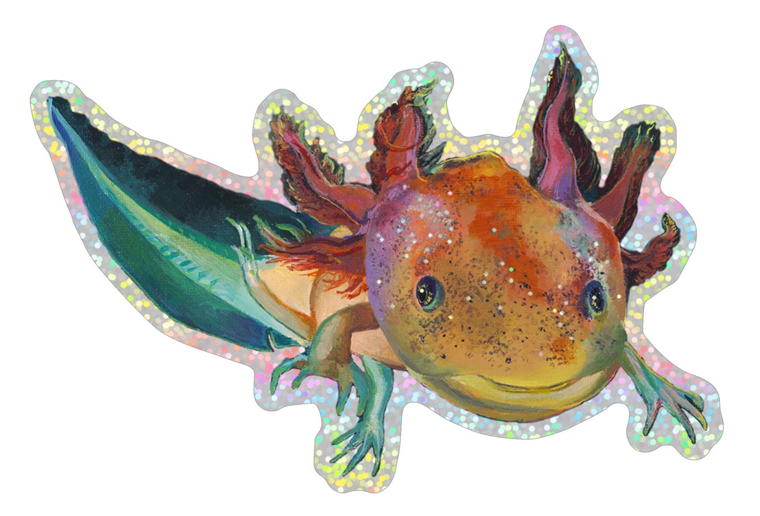 Glittery Rainbow Axolotl Sticker - Etsy