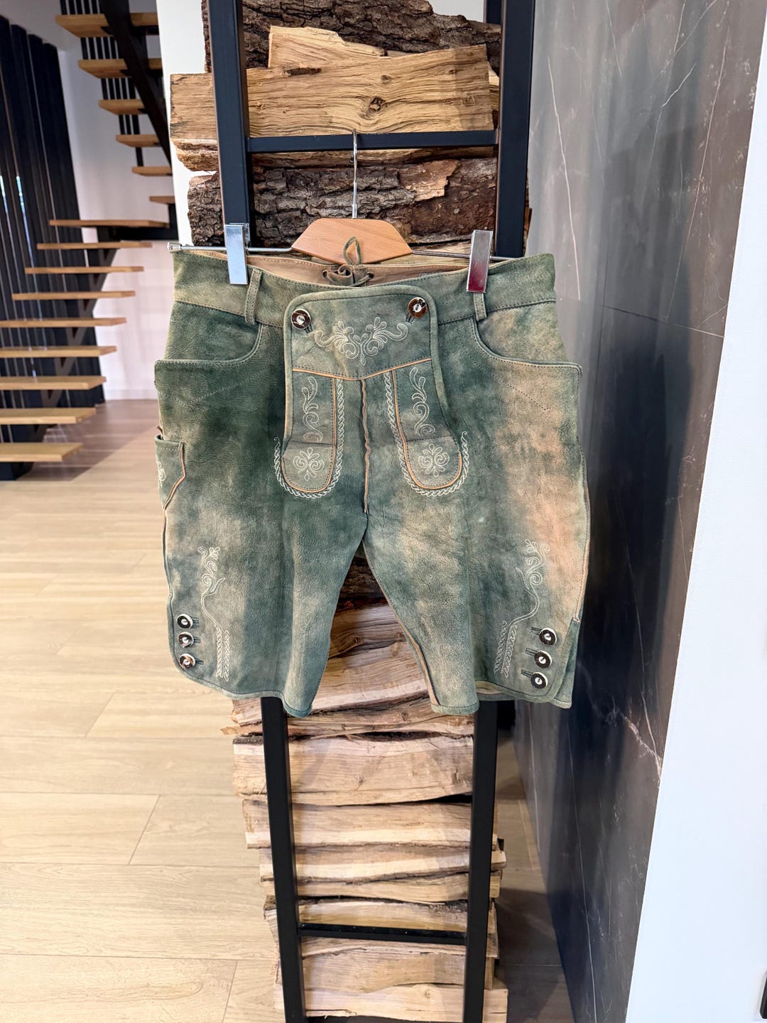 Vintage Austrian Lederhosen Shorts Mens Trachten Leather Shorts Marble ...