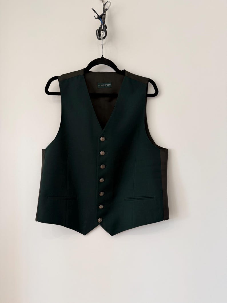Dark Green Austrian Loden Trachten Vest – Alpine Waistcoat ...