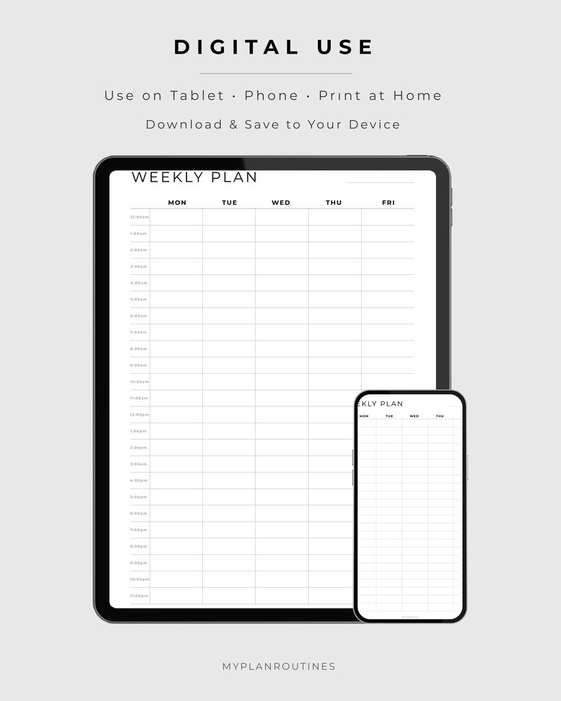 Weekly Schedule Planner, Productivity Time Blocking Template,a4 A5 ...