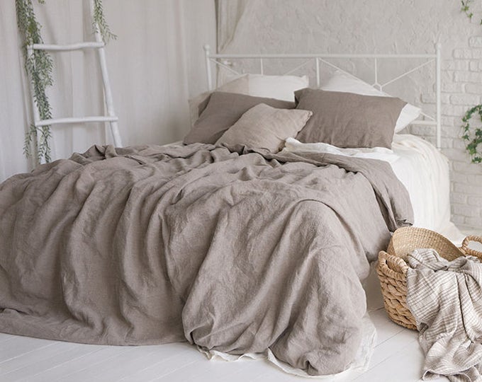Flax Bedding Linen Set... Linen Duvet Cover and Two Pillowcases Queen ...