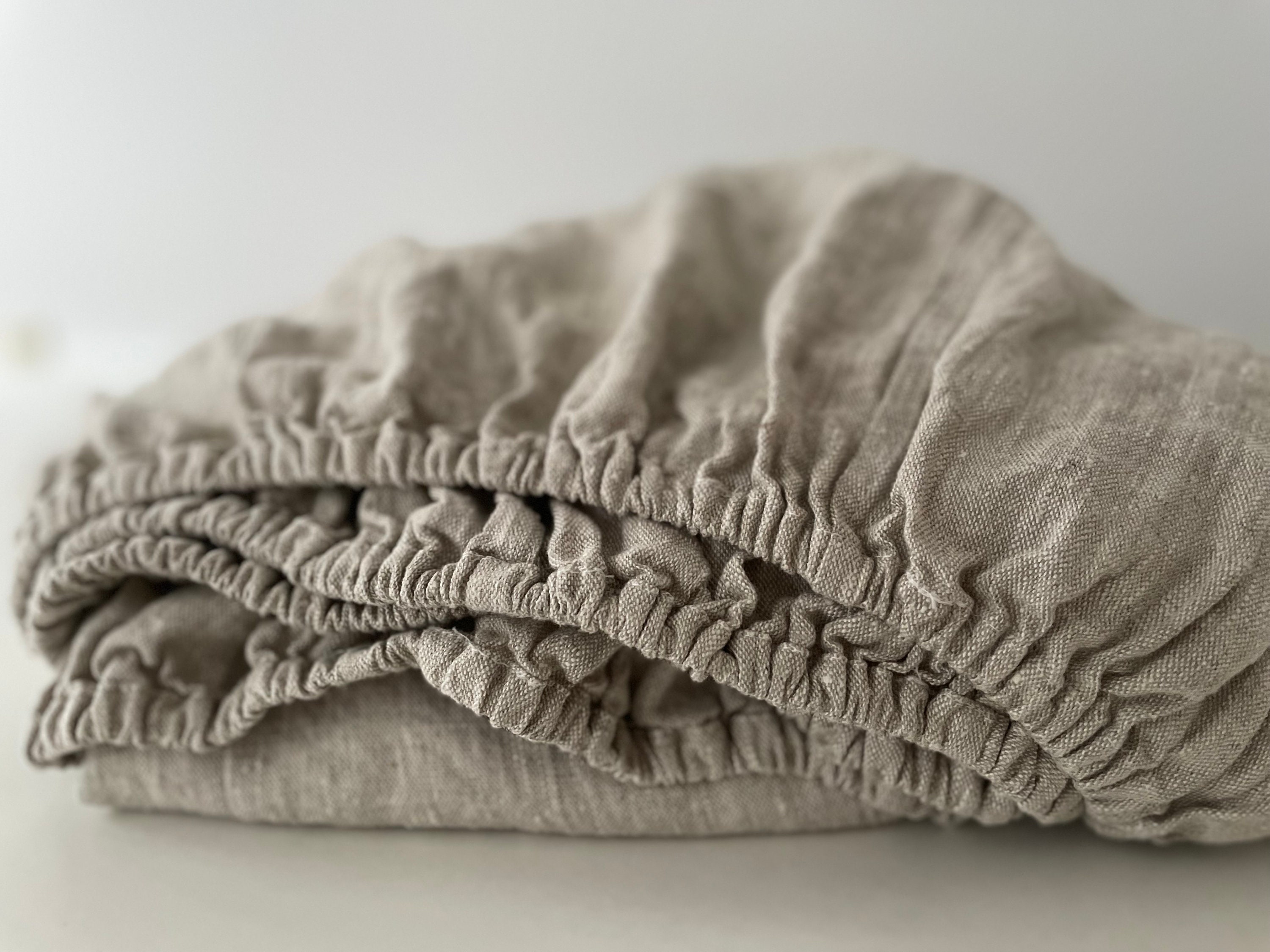 Flax Bed Linen Sheet Set, Queen Size Stonewashed Heavy Weight Softened ...