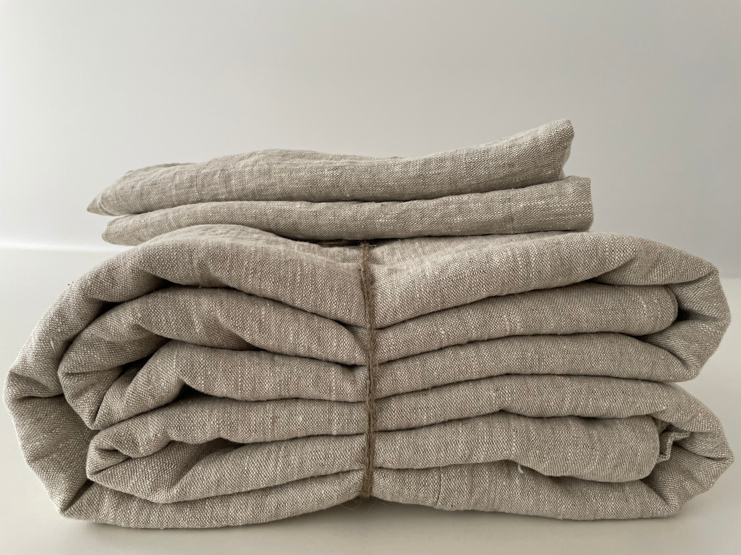 Flax Bed Linen Sheet Set, Queen Size Stonewashed Heavy Weight Softened ...