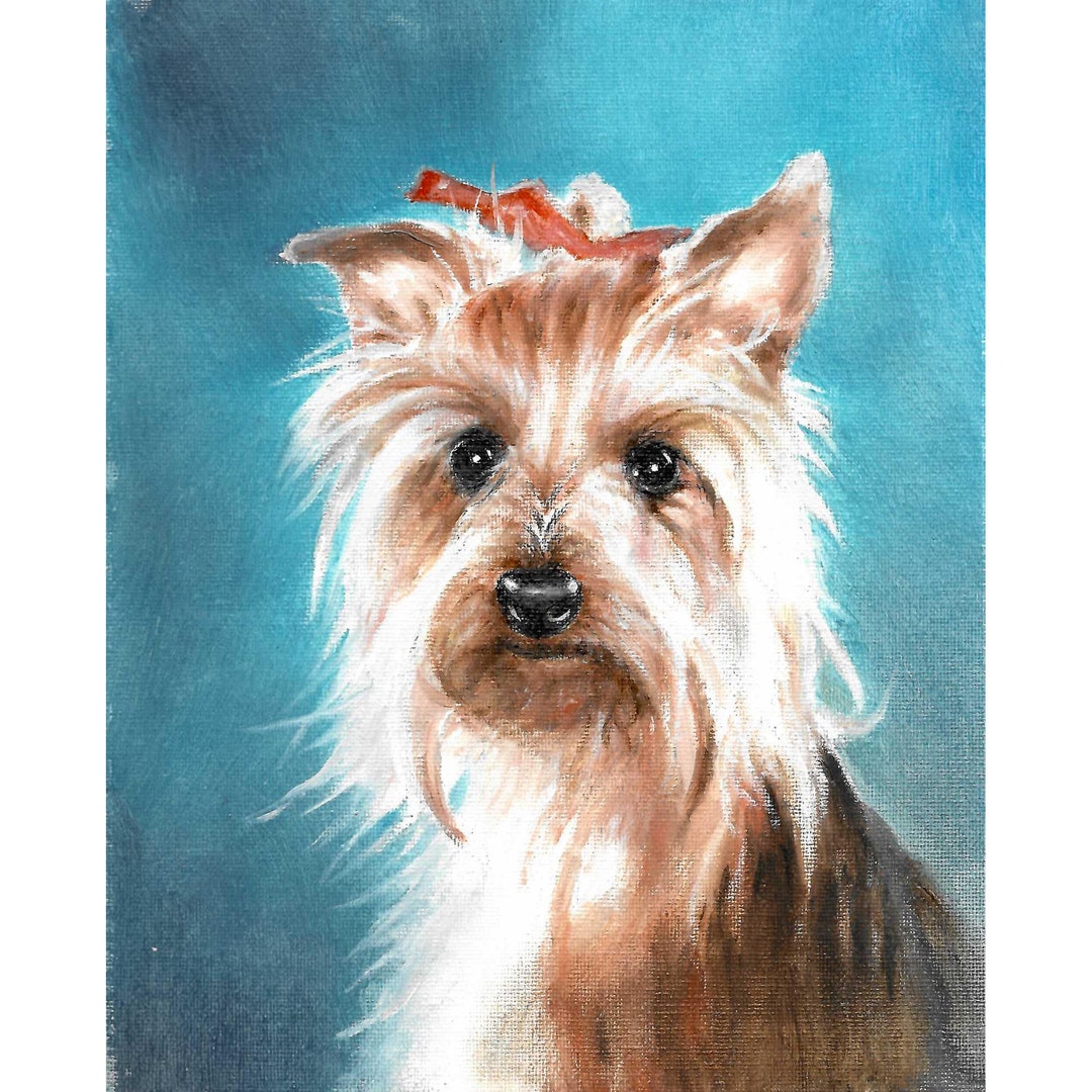 Original Dog Oil Portrait Painting YORKSHIRE TERRIER Yorkie Artist ...