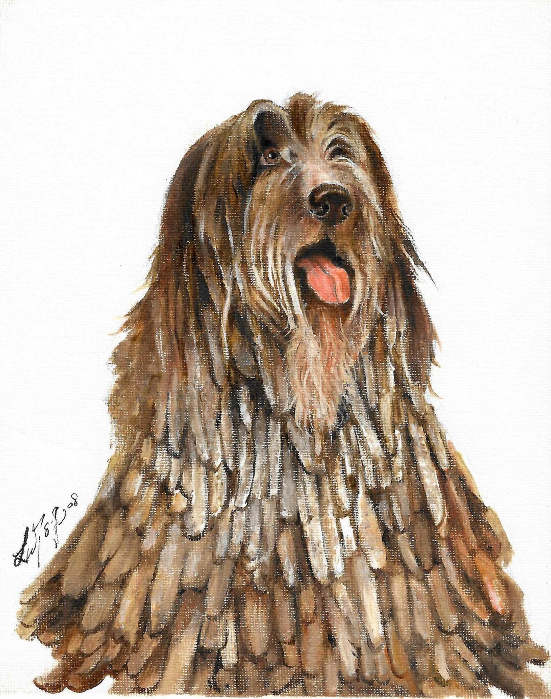 Original DOG Oil Portrait Painting BERGAMASCO SHEEPDOG Artwork From ...