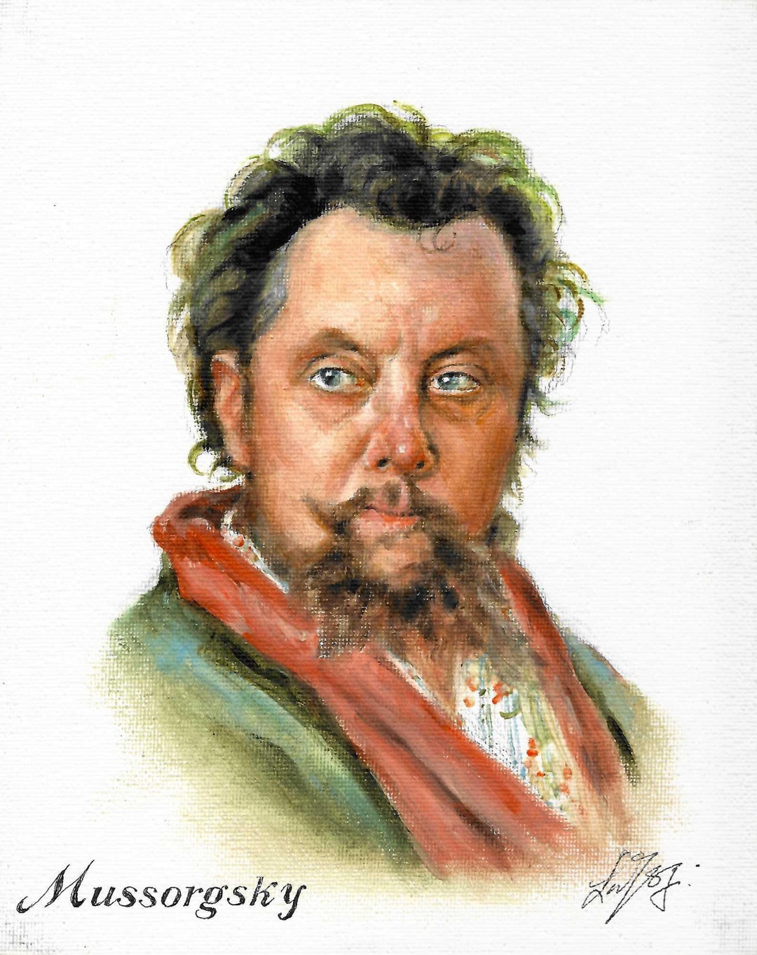 Original Oil Portrait Painting MODEST PETROVICH MUSSORGSKY Russian ...