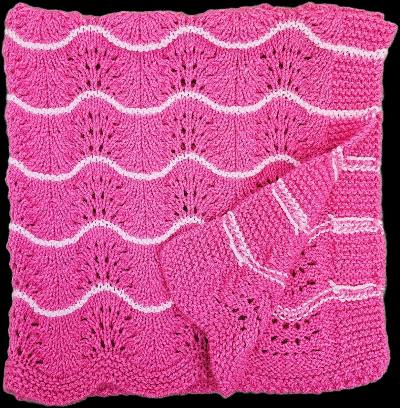 NEW Handmade FUCHSIA PINK Knit Crochet Baby Afghan Blanket - Etsy