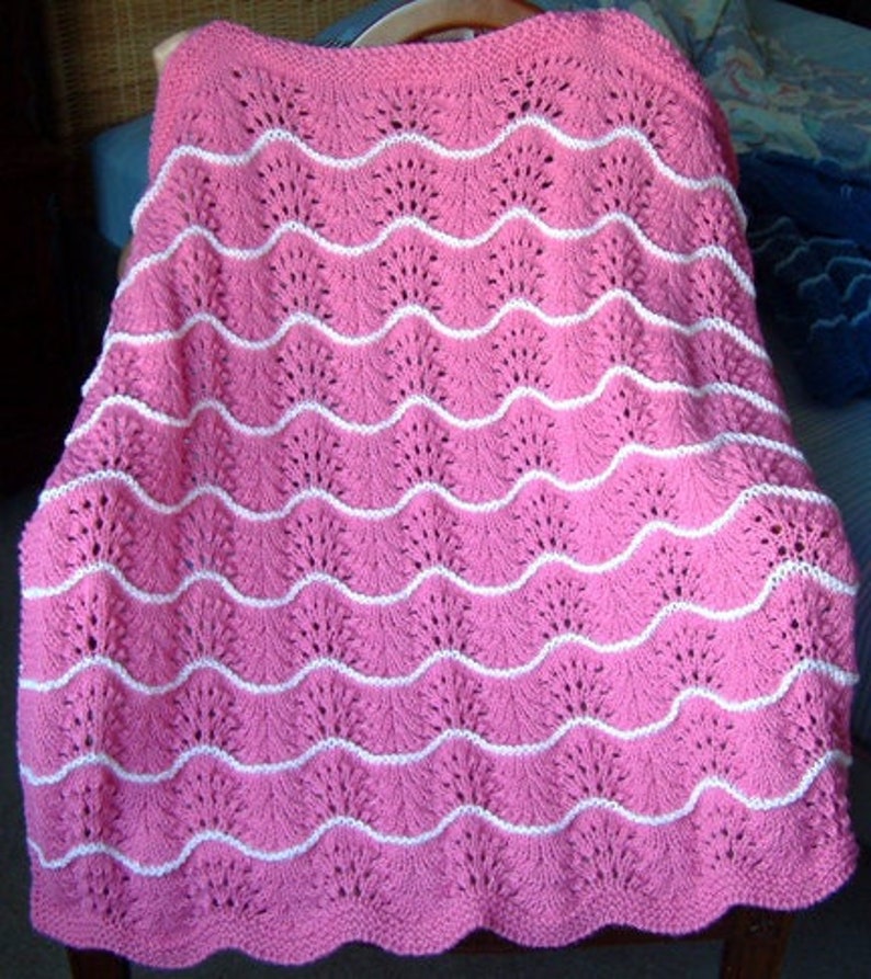 NEW Handmade FUCHSIA PINK Knit Crochet Baby Afghan Blanket Throw ...