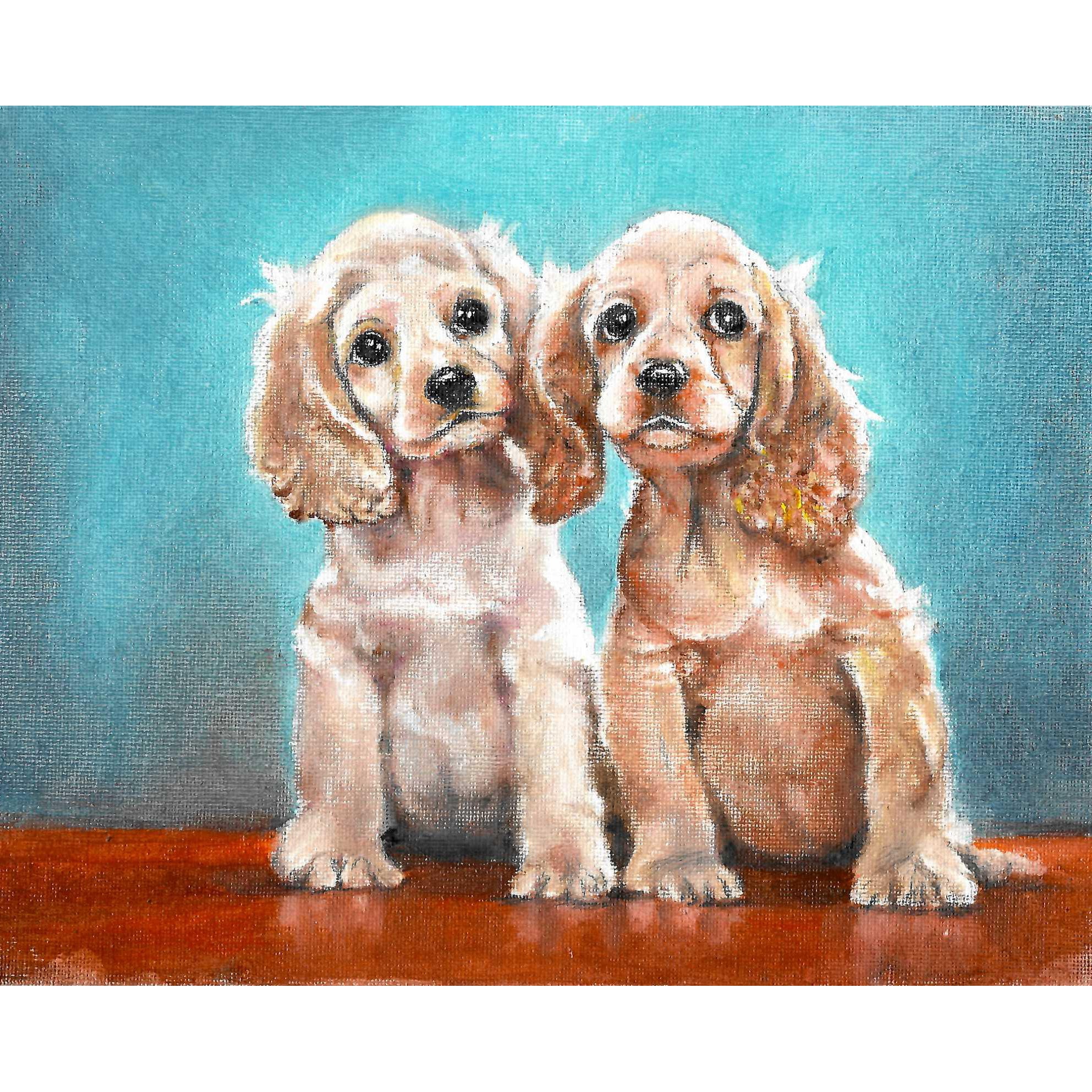 Original Dog Oil Portrait Painting COCKER SPANIEL Artist Signed Art ...