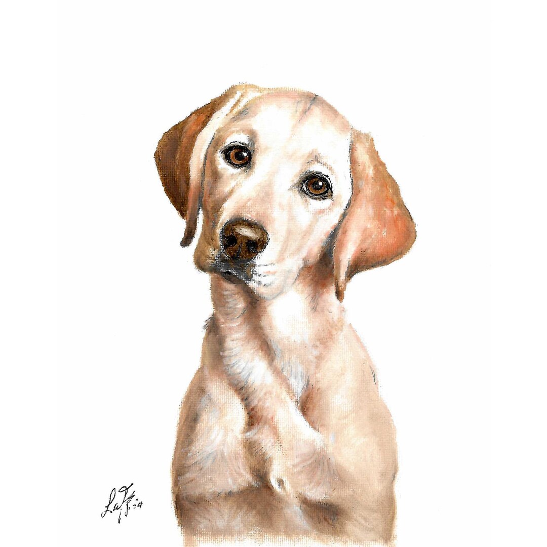 Original Dog Oil Portrait Painting YELLOW LABRADOR RETRIEVER Lab Artist ...
